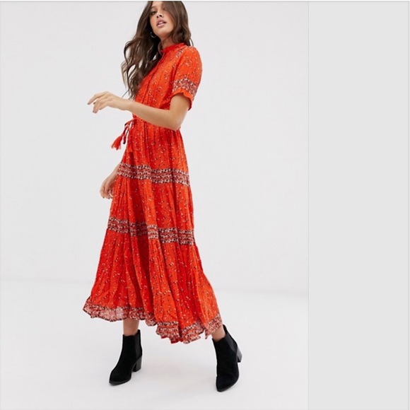 Free People | Dresses | Free People Nwt Rare Feeling Dress Red Combo ...
